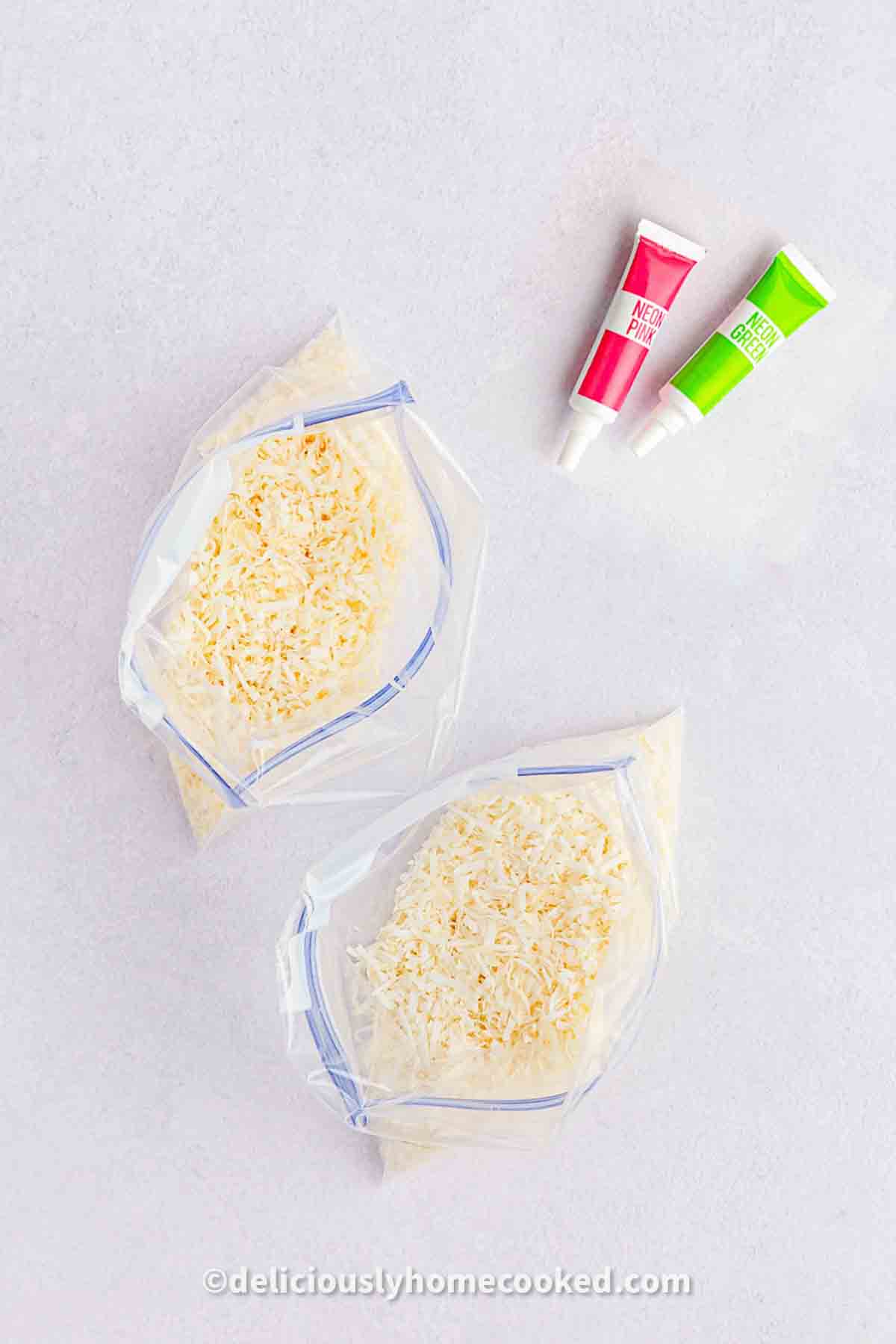 Colored coconut flakes - Deliciously Home Cooked