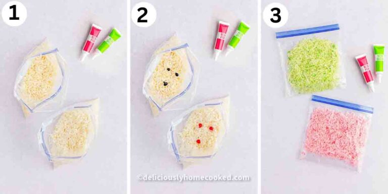 Colored coconut flakes - Deliciously Home Cooked