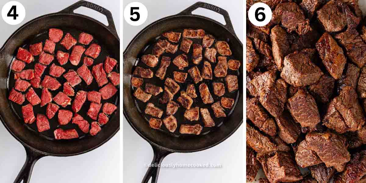 Pan fried Sirloin steak tips - Deliciously Home Cooked
