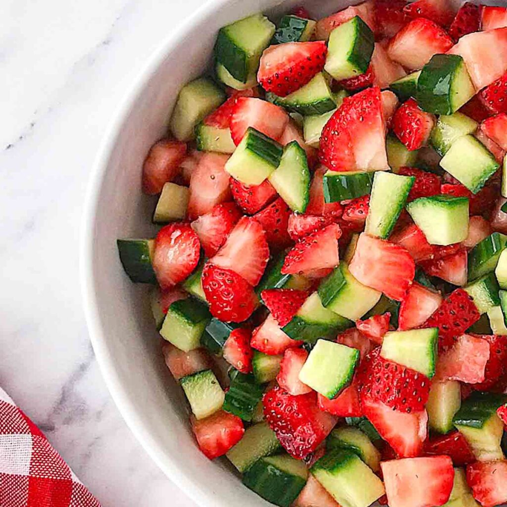 Strawberry cucumber salad - Deliciously Home Cooked
