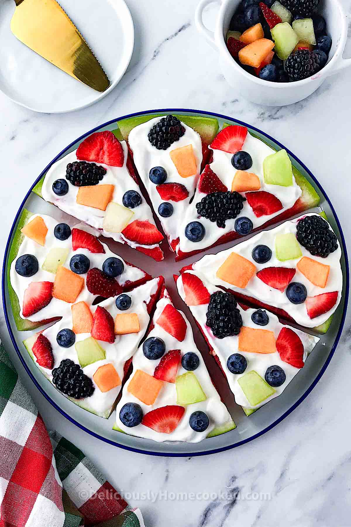 Watermelon pizza - Deliciously Home Cooked