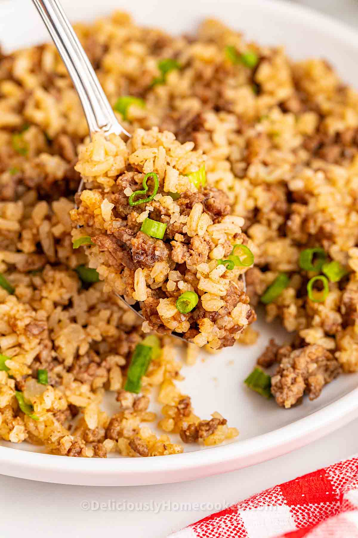 Hamburger rice casserole - Deliciously Home Cooked