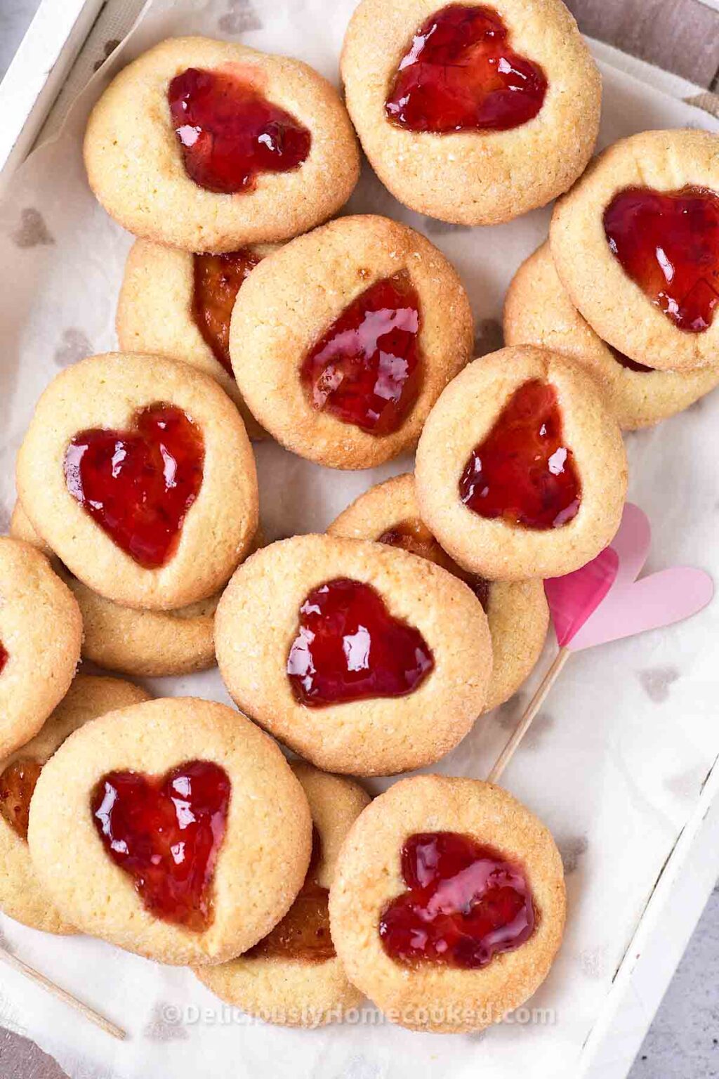 Heart Thumbprint cookies - Deliciously Home Cooked