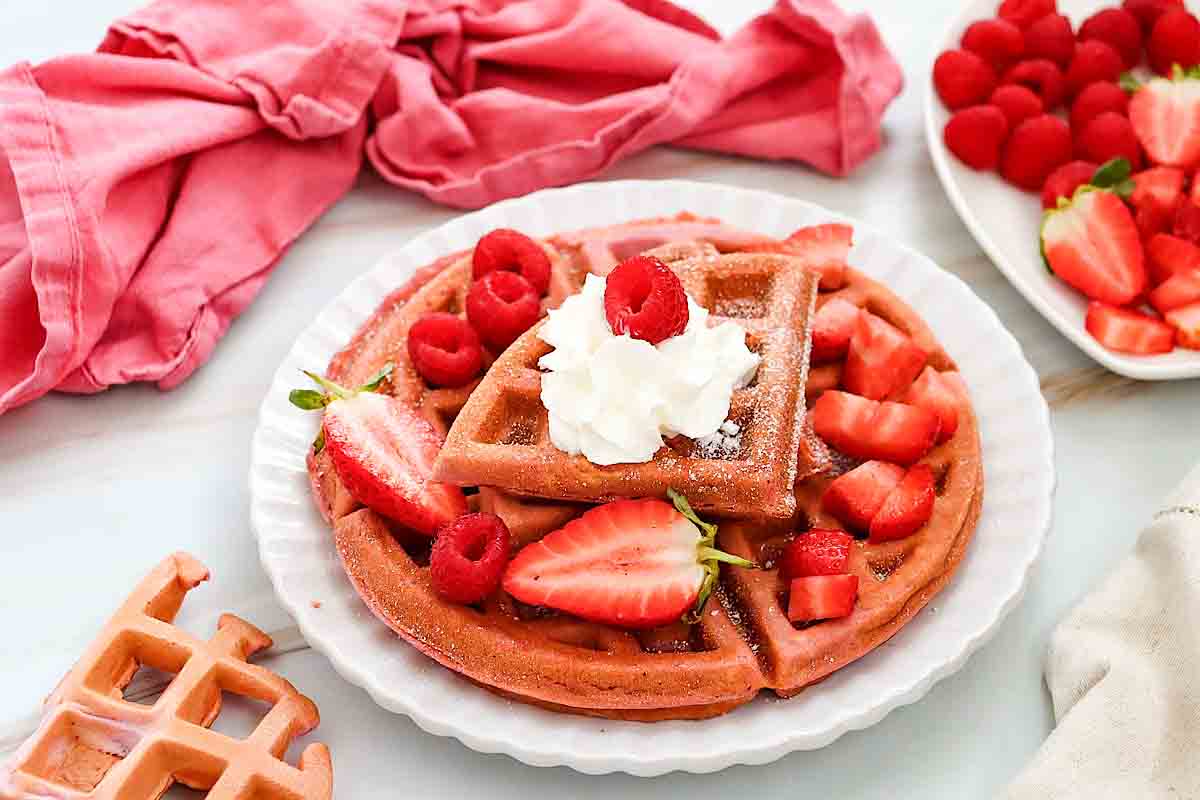 Pink waffles recipe - Deliciously Home Cooked