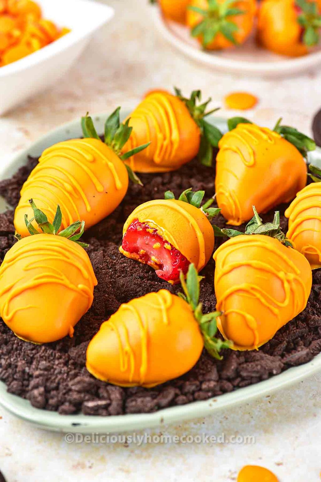 Chocolate covered Strawberry carrots - Deliciously Home Cooked