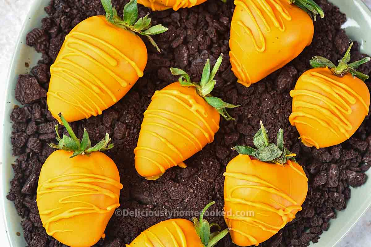 Chocolate covered Strawberry carrots - Deliciously Home Cooked