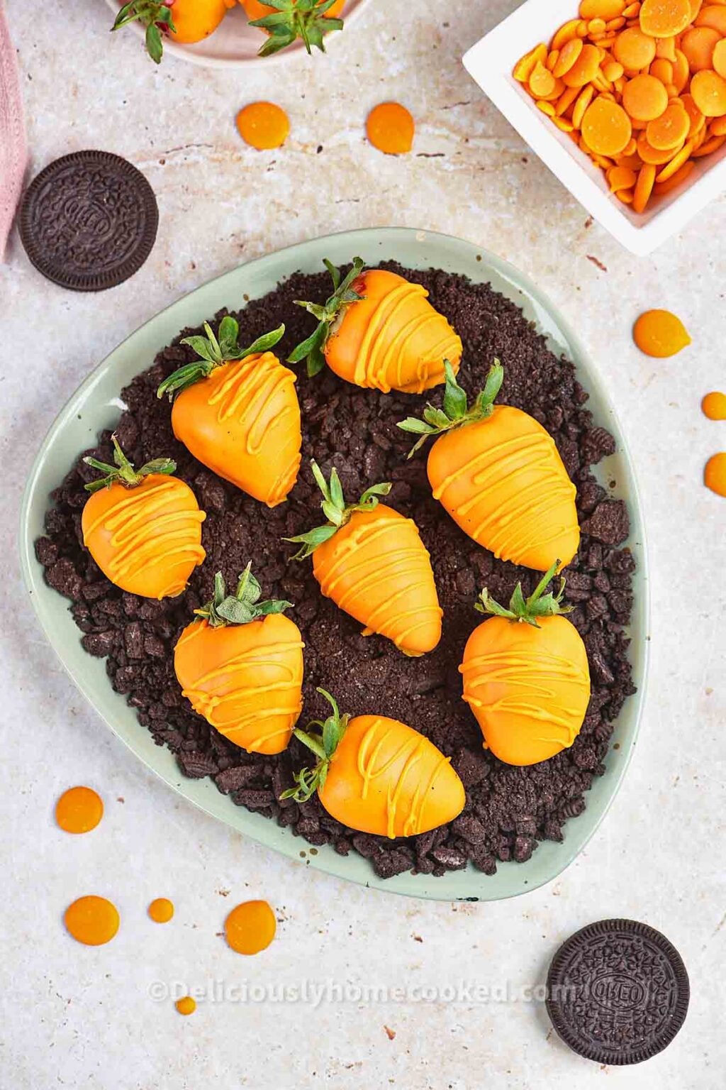 Chocolate covered Strawberry carrots - Deliciously Home Cooked