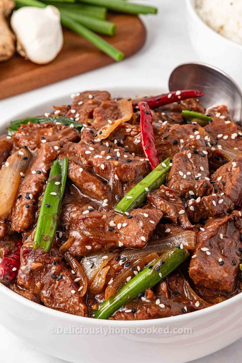 Slow cooker Mongolian beef recipe - Deliciously Home Cooked