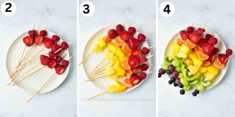 Rainbow fruit skewers - Deliciously Home Cooked