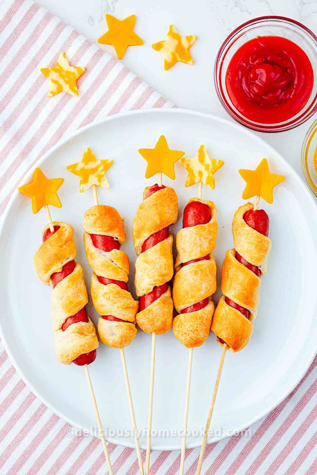 4th of July firecracker hot dogs - Deliciously Home Cooked