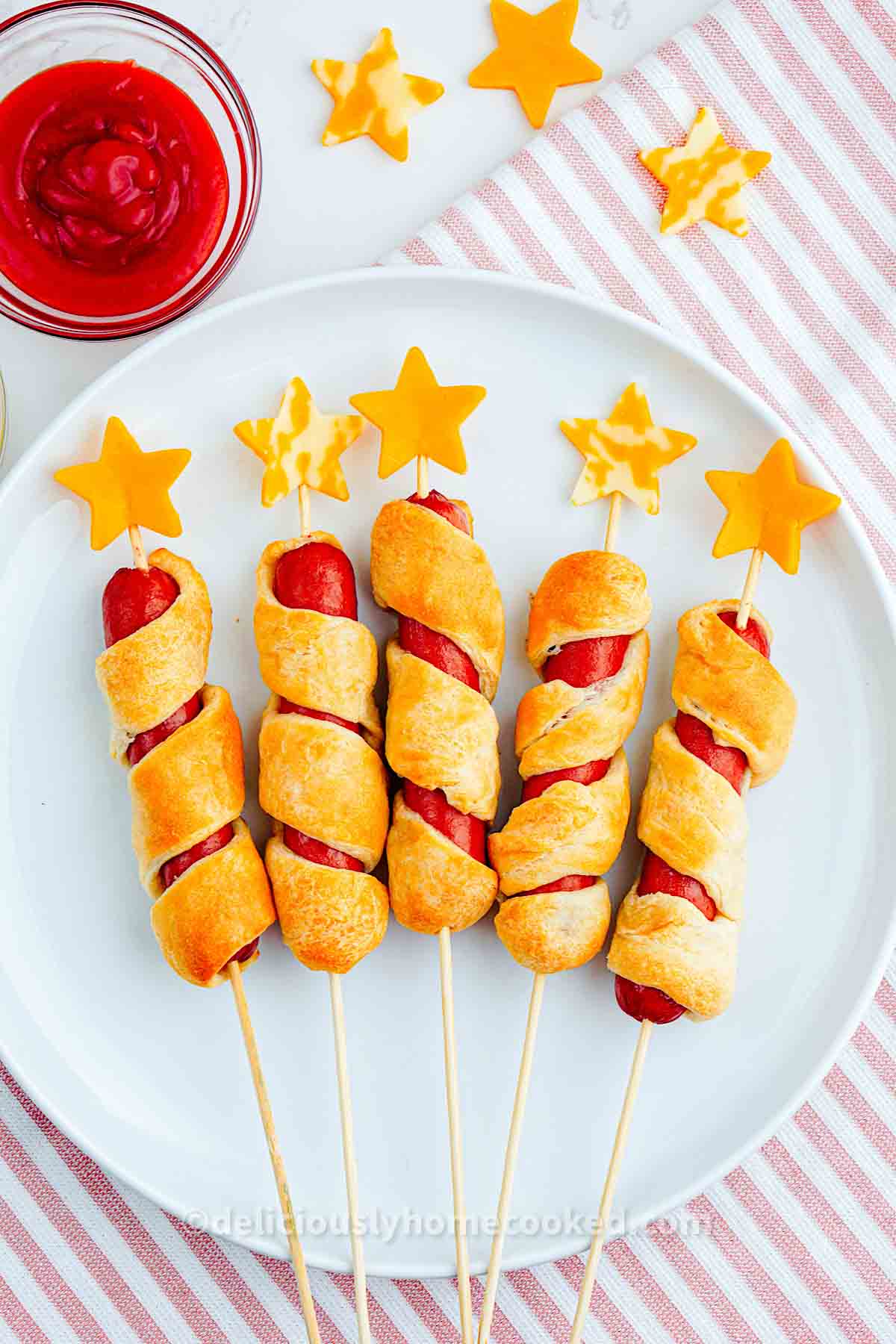 4th of July firecracker hot dogs - Deliciously Home Cooked