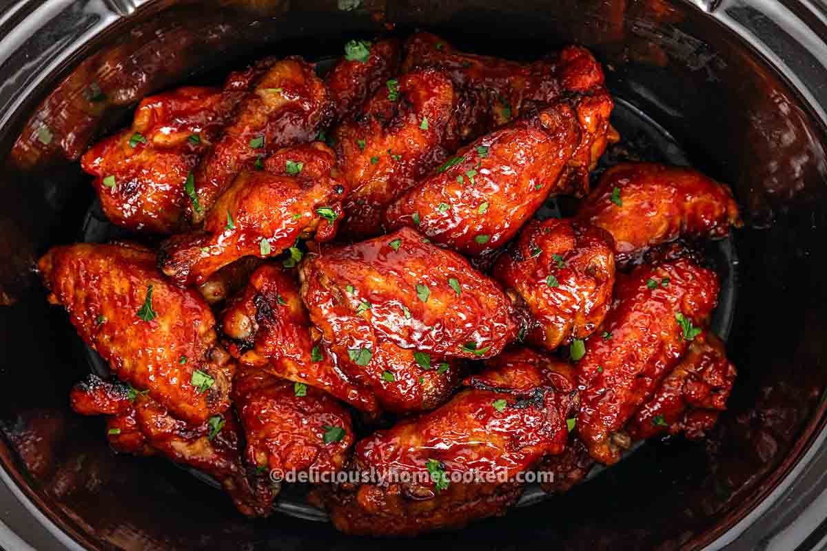 Crockpot bbq chicken wings - Deliciously Home Cooked