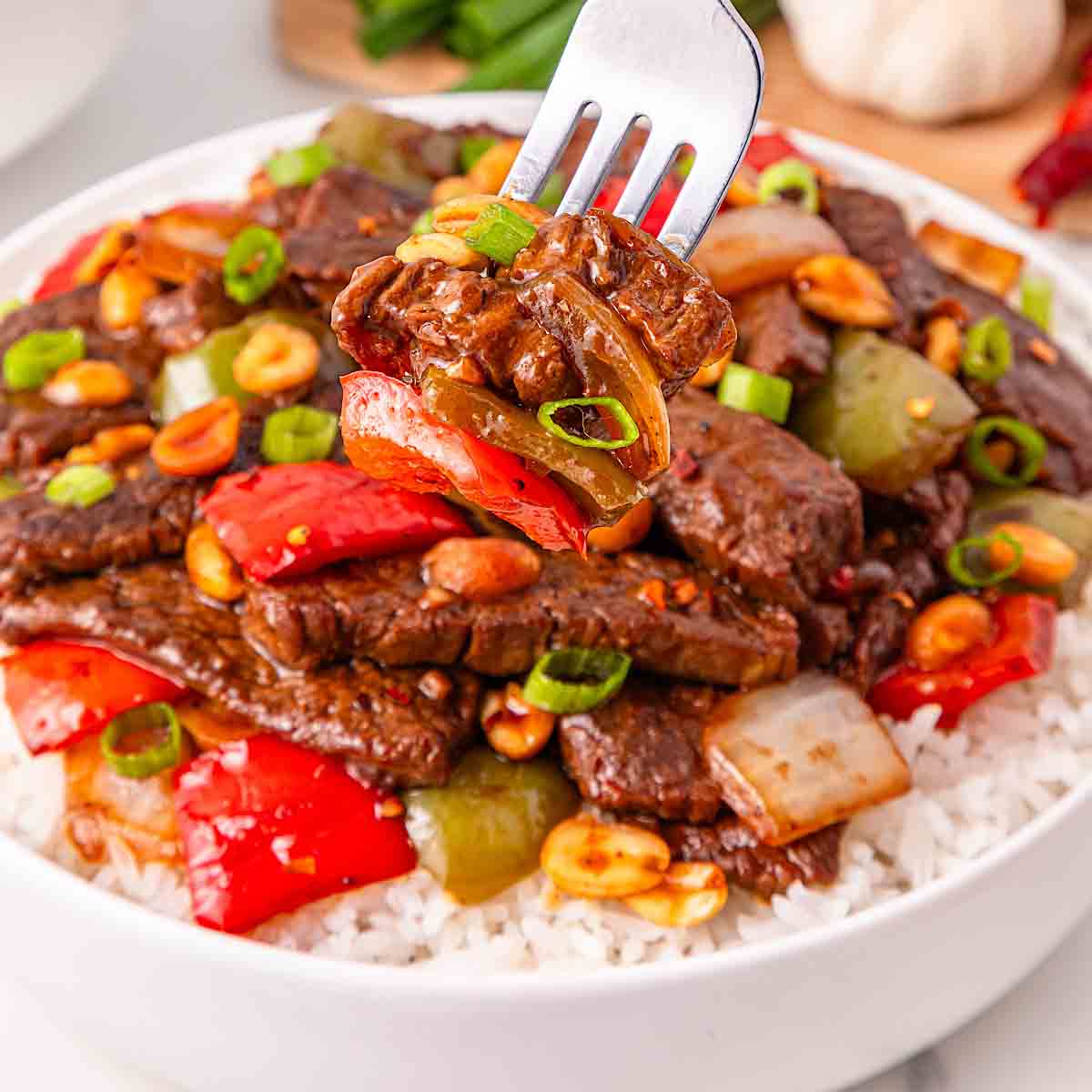Kung pao beef - Deliciously Home Cooked