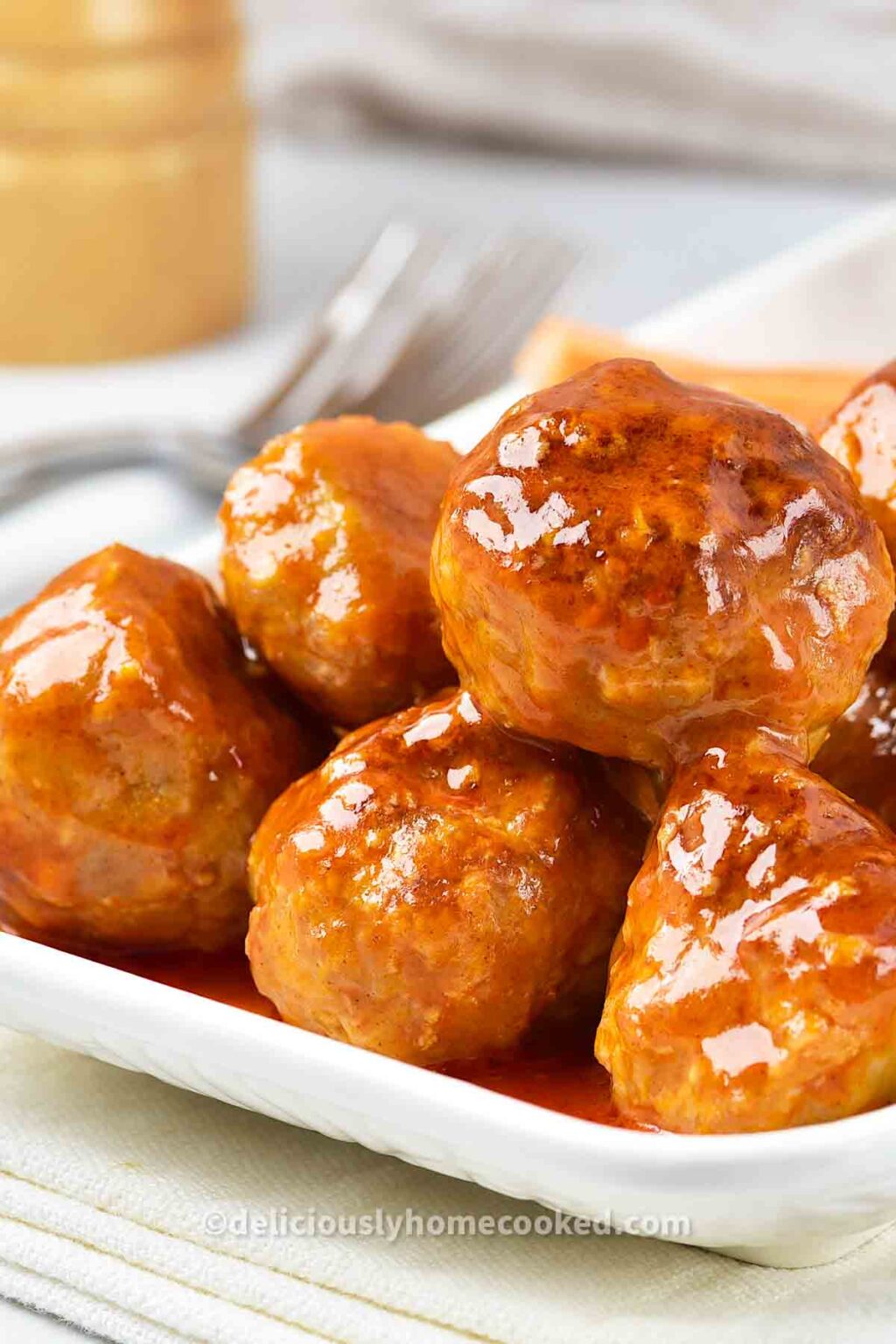 Buffalo chicken meatballs - Deliciously Home Cooked