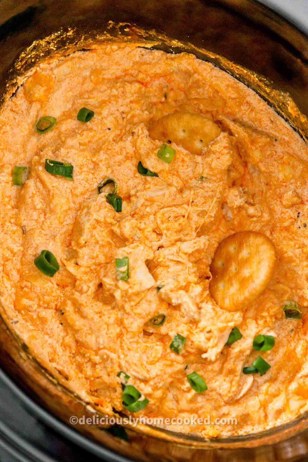 Slow cooker buffalo chicken dip - Deliciously Home Cooked