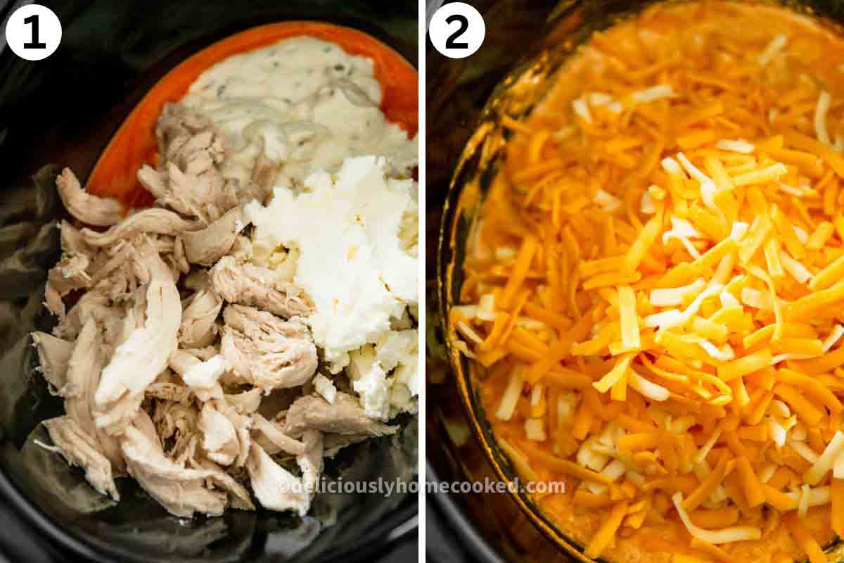 Slow cooker buffalo chicken dip - Deliciously Home Cooked