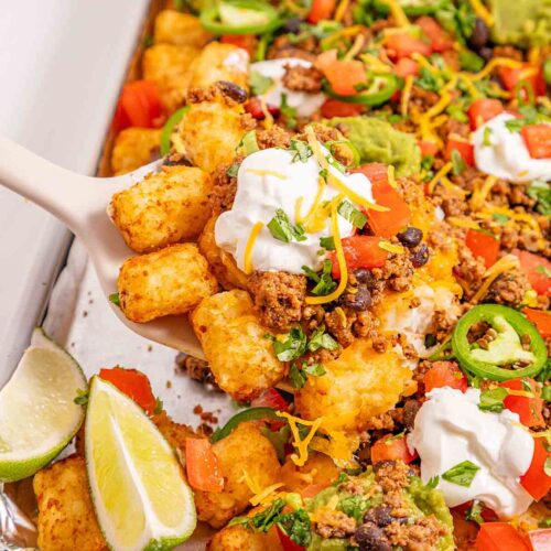 Loaded Totchos recipe (Tater tot nachos) Deliciously Home Cooked
